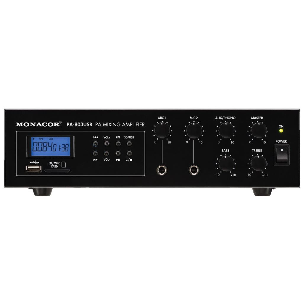 Monacor PA-803USB Mono PA Mixing Amplifier – Simply Sound and Lighting