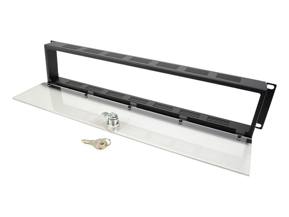 StageCore 19" Security 2U Rack Panel Perspex Cover with Lock Server Fl ...